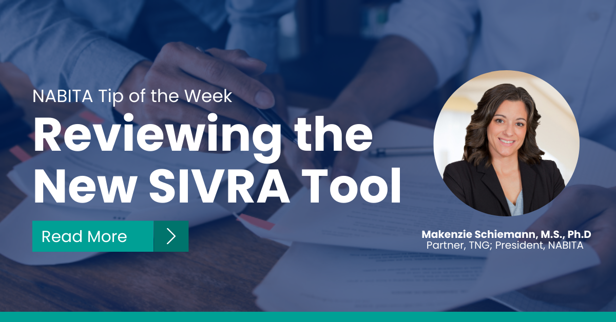 Reviewing the New SIVRA Tool - NABITA